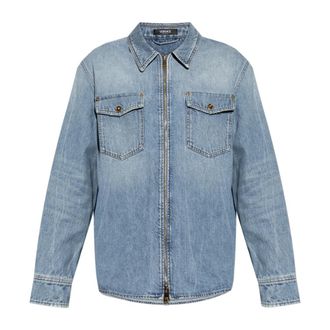 Versace Denim Zip Overshirt - - Shirts - Herren - Blau - XL