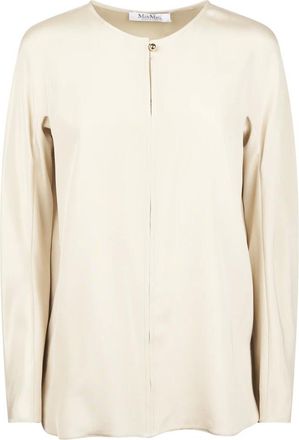 Max Mara Femme, Blouses et Chemises, Beige, Taille: 36 FR Blouse en cr&ecirc;pe de Chine de soie