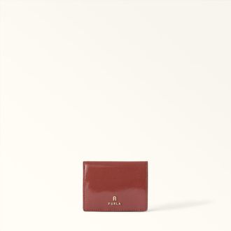 Furla Camelia Kompaktes Portemonnaie S Marsala Rot Lackiertes Strukturiertes Ares Leder Damen