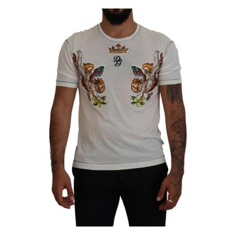 Dolce & Gabbana Elegantes weies Tee aus Baumwoll-Seiden-Mischung - - Tops - Herren - Wei&szlig; - XS