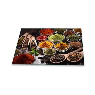 Decorwelt Herdabdeckplatte Abdeckung Ceranfeld Abdeckplatte Schneidebrett 1-Teilig 80x52 Gew&uuml;rze Mehrfarbig Spritzschutz Glasplatte Ceranfeldabdeckung Schutz He