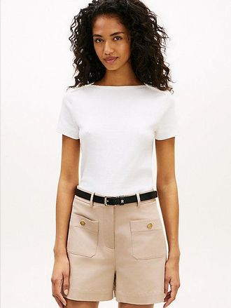 Tommy Hilfiger T-shirt slim &agrave; col bateau et boutons dor&eacute;s