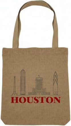 Fabulous Sac Shopping Tote Bag Aspect Lin - Houston Minimalist Etats Unis Voyage Am&eacute;rique - Sac de Courses Toile Epaisse 360g Beige Naturel Cabas Port&eacute; Epaule 