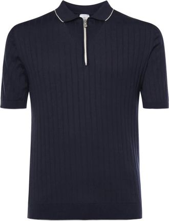 Eleventy Homme, Tops, Bleu, Taille: 4XL Polo &agrave; Manches Courtes et Demi-Zip