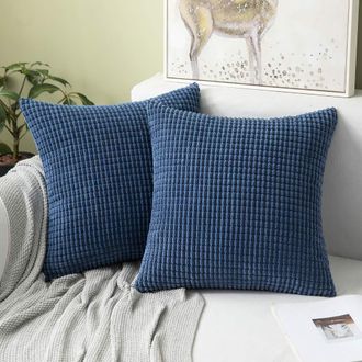Miulee Kissenbezug 50x50 Marineblau Sofakissen Kordsamt Kissenbez&uuml;ge Quadrat Cord Dekokissen Kissenh&uuml;lle Dekorativ Couchkissen Bezug Weich f&uuml;r Wohnzimmer Sch