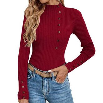 Generic Pull dautomne pour femme - Pull à manches longues pour femme - Robe de Noël - Grande taille - Pull de Noël pour femme, bordeaux, M