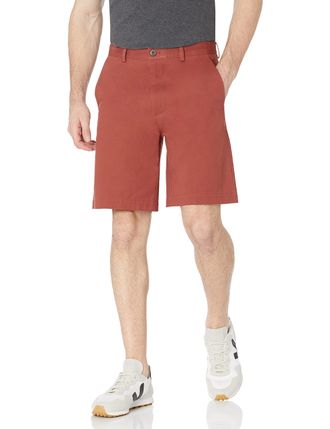 Amazon Essentials Herren Classic-Fit-Chino-Shorts, 23cm, Rostfarben, 34W