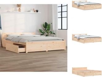 vidaXL Bett mit Schubladen 120x200 cm - Holzbett - Kiefernholzbett - Doppelbett - Boxspringbetten - Bettgestell