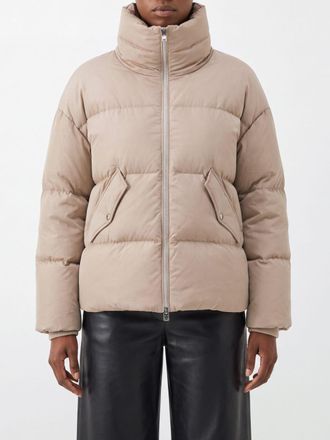 Woolrich Kurze, wasserabweisende Stepp-Daunenjacke aus Nylon mit hohem Kragen