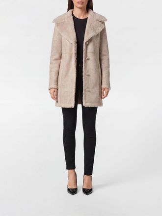 Philipp Plein Manteau droit en shearling avec logo Hexagon en strass