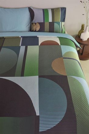 Beddinghouse Bettwäsche-Ganitur Utopia Farbe Blau Grün Größe 135x200+80x80