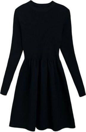 Generic Robe amincissante en tricot extensible, robe moulante d&eacute;contract&eacute;e &agrave; manches longues et col rond, coupe ajust&eacute;e, mini tunique douce et confortable pou