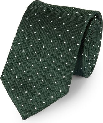 CHARLES TYRWHITT Krawatte aus Seide mit Punkten - Dunkelgr&uuml;n & Silbergrau