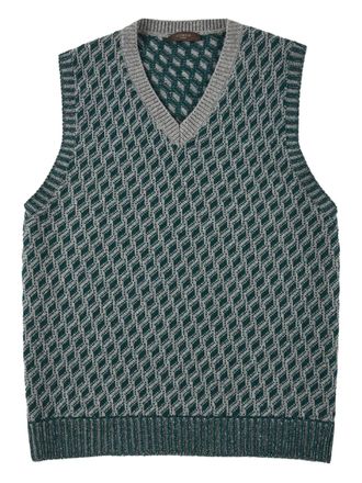 Zanone Wollweste mit Jacquardmuster - Grün