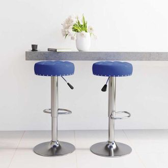 vidaXL Vidaxl - Tabourets de bar lot de 2 bleu tissu