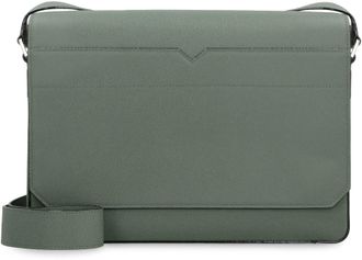 Valextra Mens Leather Messenger Bag Green Calf