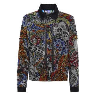 Philipp Plein Homme, Vestes, Multicolore, Taille: M Veste en jean Tattoo
