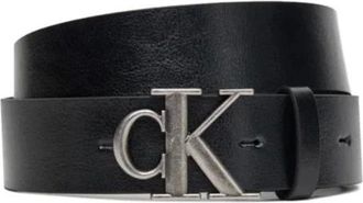 Calvin Klein Homme, Accessoires, Noir, Taille: 115 CM Ceinture en cuir pleine fleur avec logo