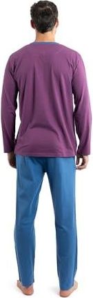 Mariner Pyjama Homme Col boutonn&eacute; en Jersey de Coton Bleu et Bordeaux F481 - Couleur - Bordeaux - Taille - 3/M