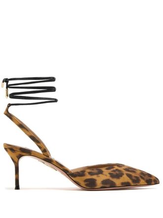 Aquazzura Hohe Schuhe - Leopard Print Pointed Toe Pumps - Gr. 37,5 (EU) - in Braun - f&uuml;r Damen