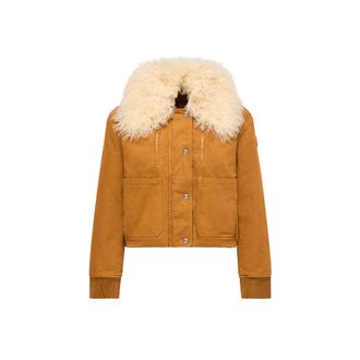 Moncler Moncler Doudoune Courte &Agrave; Bordure En Shearling Gravio, Femme, Jaune, Taille: 00