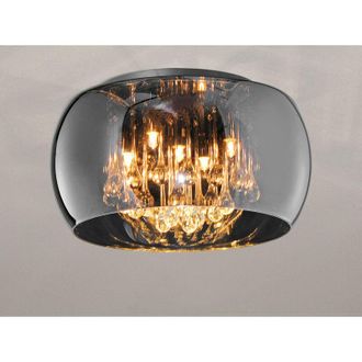 Trio Kristall Deckenleuchte vapore Glas Chrom verspiegelt & Rauchglas Optik ø 40cm