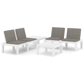 vidaXL Vidaxl - Set Divani Da Giardino Con Cuscini 4 Pz In Plastica Bianco