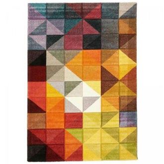 Un amour de tapis Tapis salon et chambre 140x200 noir et rouge rectangle tiss&eacute; motif g&eacute;om&eacute;trique LYN8 MARIX