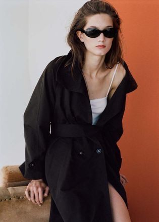 Mango Lunettes de soleil monture ovale noir - Femme - Taille unique - MANGO