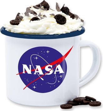 Shirtracer Emaille Tasse Blechtasse - Statement - Raumfahrt Nasa Meatball Logo I - 300 ml - Weiß Blau - statements space mug frohes neues jahr patch becher new y