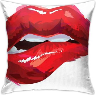 AOOEDM Sexy Biting Lips Quadratischer Kissenbezug mit Rei&szlig;verschluss, Kissenbezug, 45,7 x 45,7 cm, Einheitsgr&ouml;&szlig;e