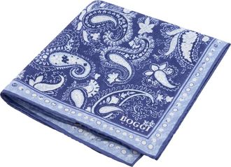 Boggi Milano Homme, Accessoires, Bleu, Taille: ONE Size Pochette de Costume en Soie &agrave; Imprim&eacute; Cachemire