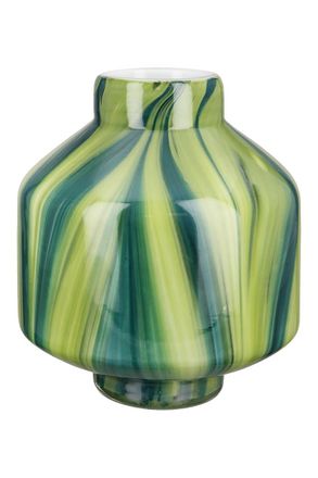 Gilde Glas Art Deko Vase bauchige Glasvase - Blumenvase - Geschenk f&uuml;r Frauen Geburtstagsgeschenk - Farbe: Gr&uuml;n Wei&szlig; H&ouml;he 22 cm