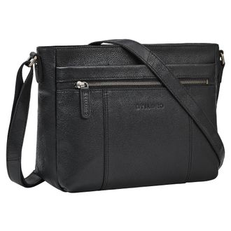 STILORD Bianca Mittelgroße Ledertasche Damen Handtasche Schwarz Mittelgroß Echtleder Damentasche Vintage Umhängetasche Leder Schultertasche Crossbody Bag mit 