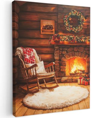 MuchoWow © Weihnachtsdeko Leinwand Bilder 60x80 cm Wanddeko Wohnzimmer Weihnachtsgeschenke Deko Zimmer Wandbilder Modern Bild auf Leinwand Geschenk Winter - We
