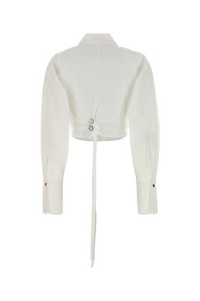 Blumarine Womens White Poplin Shirt Exterior: Cotton Camicie