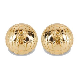 Patrizia Pepe Kugel-Ohrringe mit Krokopr&auml;gung aus Metall - - Accessories - Damen - Gelb - ONE SIZE