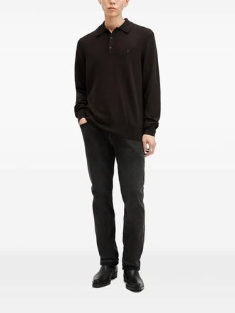 AllSaints polo &agrave; logo brod&eacute; - Marron