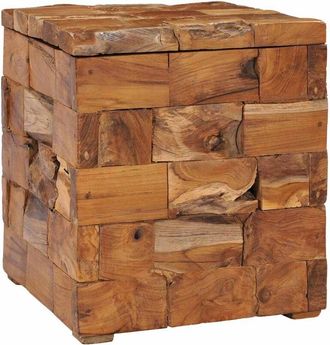 vidaXL Vidaxl - Tabouret de rangement en bois de teck massif - Dimensions 40 x 40 x 45 cm - Espace de rangement couvert - Pour int&eacute;rieur et ext&eacute;rieur