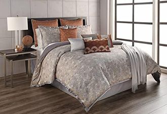 Riverbrook Home Elegante Kollektion Bettdecken-Set, Polyester, Aileen - Grau/Gew&uuml;rz, King, 12