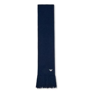Emporio Armani Homme, Accessoires, Bleu, Taille: ONE Size New York Ribbed Wool-Blend Scarf