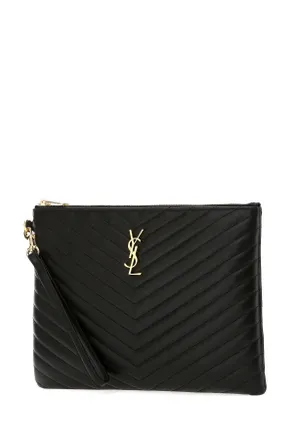 Saint Laurent Womens Jolie Clutch Black Calf
