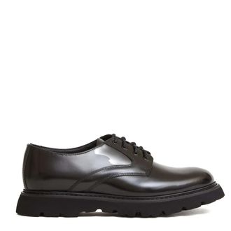 Doucal's Polished Black Leather Derby Shoe With Ultra-Light - Gr. 41,5 (EU) - in Schwarz