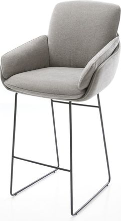 DELIFE Barstuhl Luan-Flex Strukturstoff Soft Grau Kufengestell Metall Schwarz, Barst&uuml;hle