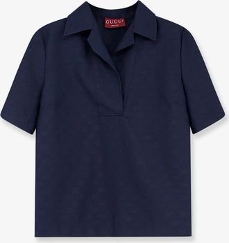 Gucci Fabric polo shirt with GG pattern - GUCCI - gender_Woman