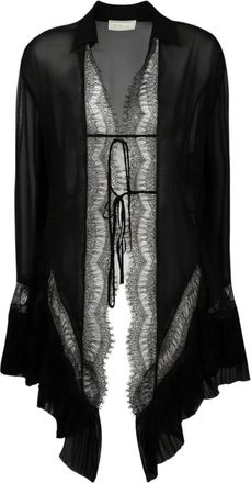 Blumarine Femme, Blouses et Chemises, Noir, Taille: 38 FR Blouse &agrave; Volants en Dentelle
