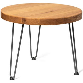 Lamofootwear Manufaktur Couchtisch rund aus Holz 50 cm | Beistelltisch Couch | Nachttisch Holz, Wohnzimmertisch klein, Kaffeetisch | St&auml;rke: 40 mm, Farbe: Dunkel, 