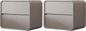 Generic Moderner Nachttisch Aus Leder Mit 2 Schubladen for Schlafzimmer, Wohnzimmer, Beistelltisch, 30 cm B X 48 cm H, Dunkelgrau(Light Gray - 2 Piece Set,19.