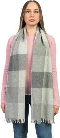 DALLE PIANE CASHMERE Écharpe à carreaux en mélange de cachemire, Made in Italy - Homme/Femme, Couleur: Gris, Taille unique