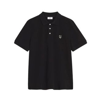 Maison Kitsun&eacute; Homme, Tops, Noir, Taille: S Polo T&ecirc;te de Renard Brod&eacute;